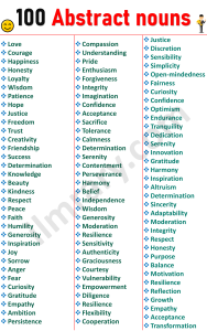 Abstract Nouns: A Comprehensive List of 100 Examples