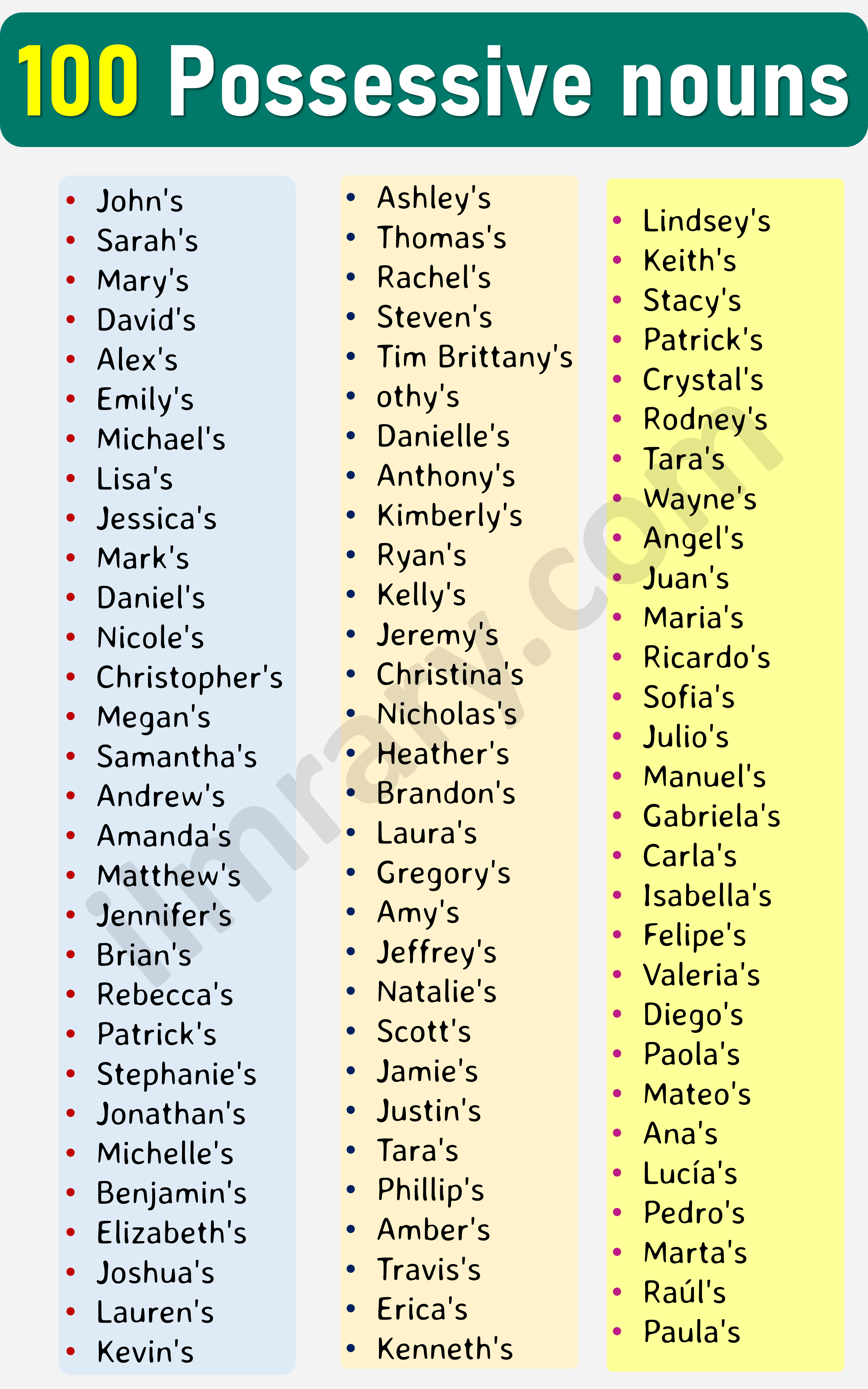 Possessive Noun Examples Possessive Noun Examples
