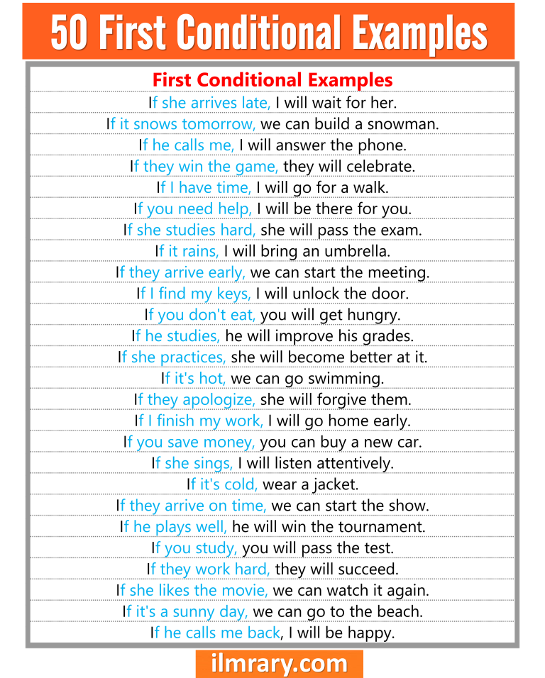 50 First Conditional Example Sentences in English with PDF 50 First Conditional Example Sentences in English with PDF