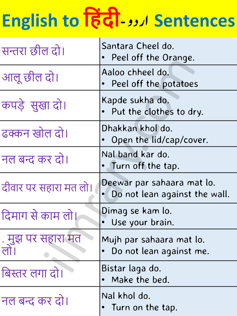 1000 Daily Use English to Hindi Sentences- Part 2 - iLmrary